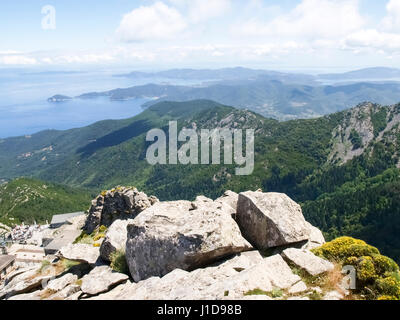 Elba, Italy: Monte Capanne. The highest peak of the island. The sea ...