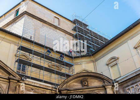 Vatican City, Vatican - January 4, 2017: Construction workers working ...