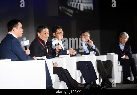 Zong Qinghou, Chairman of Wahaha Group, reacts during an interview in ...