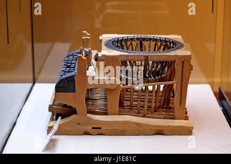 An 1868 exemplar of the first typewriter in the world, invented by ...