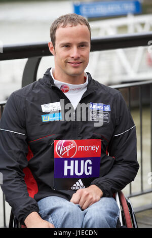 Marcel Hug racing in the Virgin Money London Marathon 2019 wheelchair ...