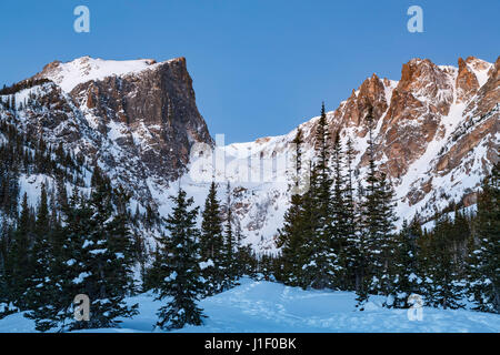 Hallett Peak (12,713 ft.) in winter, Rocky Mountain National Park ...