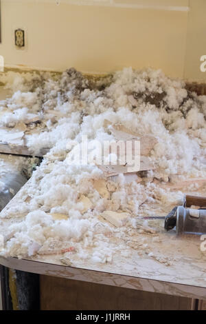 Major mess from a soffit demo during a home renovation and remodel in ...