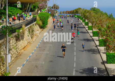 HAIFA, ISRAEL - APRIL 21, 2017: Runners participate in a popular ...