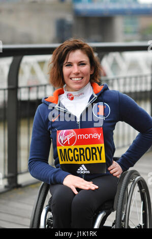 London,UK,21st April 2017,The Elite wheelchair athlete Amanda McGrory ...