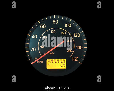 Photograph of a car speedometer with exactly 200,000 miles on the ...