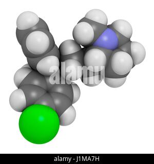Clemastine (meclastine) antihistamine drug molecule. Used to treat ...
