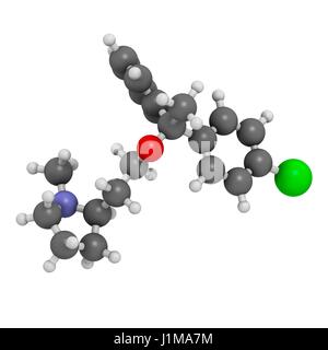 Clemastine (meclastine) antihistamine drug molecule. Used to treat ...