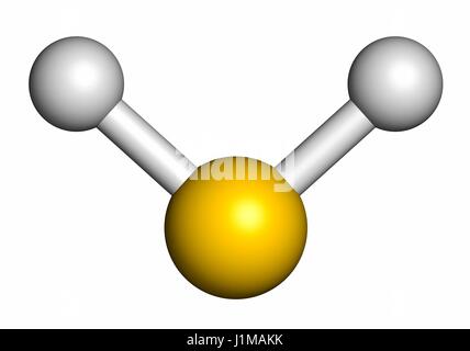 Hydrogen sulfide (H2S) molecule. Toxic gas with characteristic odor of ...