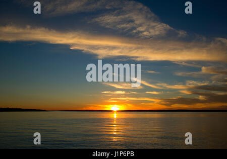 Sunset over Lake Superior, Second Landing Boat Launch, Ashland ...