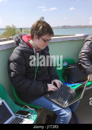 Press Association journalist Eleanor Crooks in Romania Stock Photo - Alamy