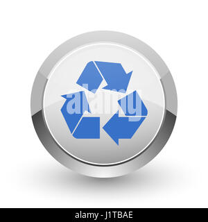 Recycle chrome border web and smartphone apps design round glossy icon ...