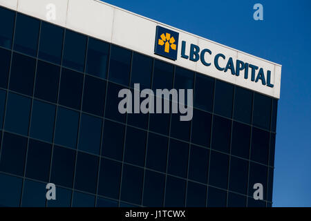 A logo sign outside of the headquarters of LBC Capital in Burlington ...