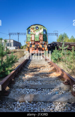 Old locomotive on Yaniv railway station, Chernobyl Nuclear Power Plant ...