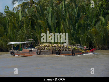 Coconut boat Saigon river vietnam Stock Photo - Alamy