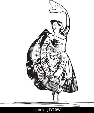 Illustration of woman dancing marinera. Peruvian dancing Stock Vector ...