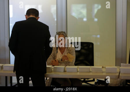 Benoit Hamon, candidate of the left party "Parti Socialiste" for ...