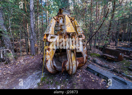 Radioactive scrap bucket in Pripyat city of Chernobyl Nuclear Power ...