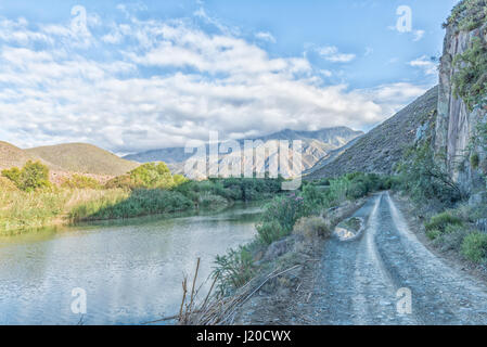 Early morning scene next to the Gamka river near Matjiesvlei in the ...