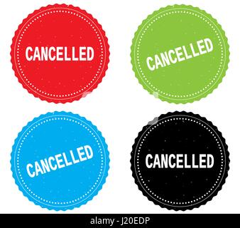 CANCELLED text written on blue-black grungy stamp sign Stock Photo - Alamy