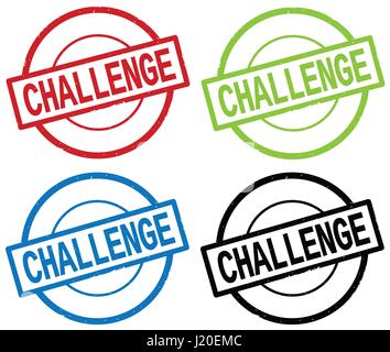 CHALLENGE text written on blue-black dash stamp sign Stock Photo - Alamy