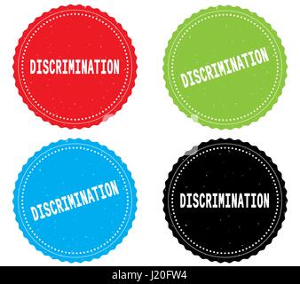 DISCRIMINATION, text on green-black rectangle stamp sign Stock Photo ...