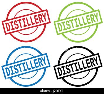 DISTILLERY text on red green ribbon badge stamp Stock Photo - Alamy