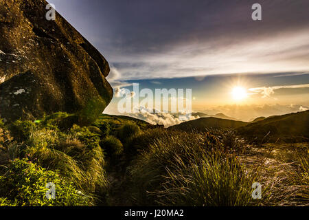 colorful sunset above brasil mountains with yellow sun and clouds Stock ...