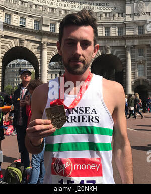 Matthew Rees, 29, from Swansea, who helped carry an exhausted runner ...