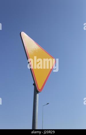 give way priority road sign yellow diamond german germany deustch Stock ...