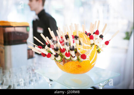 buffet table, Canape, sandwiches, snacks holiday table sliced glasses ...