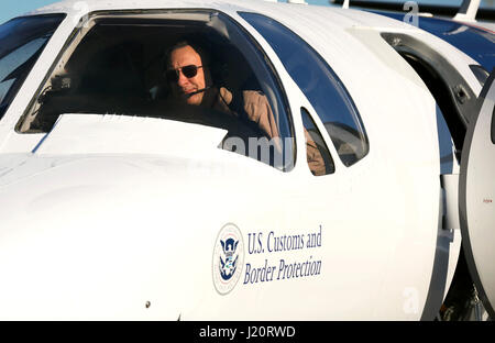 A U.S. Customs and Border Protection pilot conducts aerial patrols in ...
