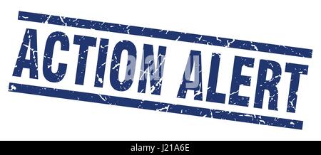 square grunge blue action alert stamp Stock Vector Image & Art - Alamy