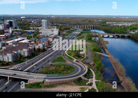 Aerial view of Raritan River and City of New Brunswick, New Jersey, U.S.A Stock Photo - Alamy