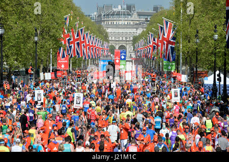 The London Marathon finish line at the mall 2015 Stock Photo: 81804920 ...