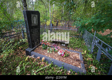 Grave on cemetery in Pripyat ghost city of Chernobyl Nuclear Power ...