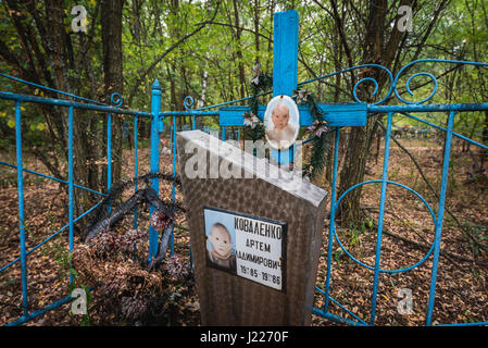 Grave on cemetery in Pripyat ghost city of Chernobyl Nuclear Power ...