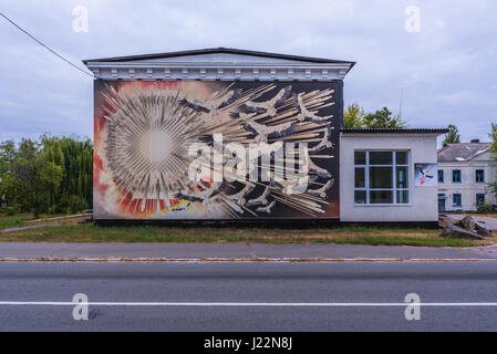 Storks mural on a building of museums complex "Star Wormwood" in ...