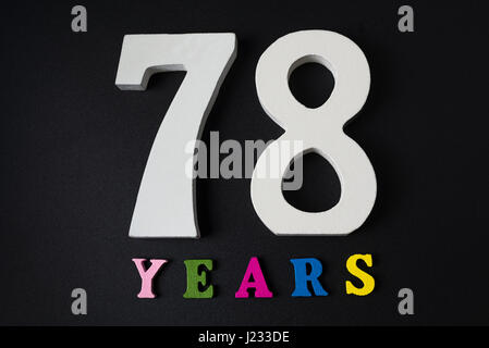 Letters and numbers-seventy eight on a black isolated background Stock ...