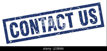 contact us blue square grungy vintage isolated stamp Stock Vector Image ...