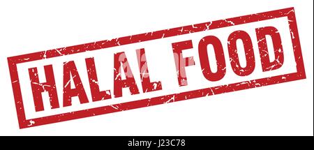 halal food red square grungy vintage isolated stamp Stock Vector Image ...