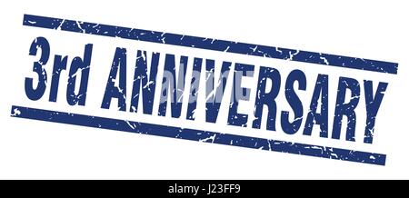 square grunge blue 3rd anniversary stamp Stock Vector Image & Art - Alamy