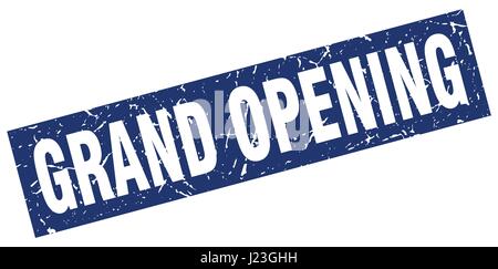 grand opening blue square grungy vintage isolated stamp Stock Vector ...