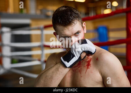 Muscular Boxer MMA Fighter Practice His Skills - Isolated On White ...