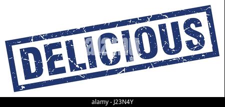 Grunge blue delicious square rubber seal stamp Stock Vector Image & Art ...