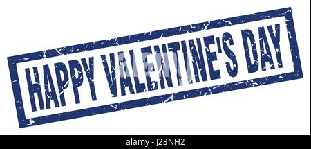 square grunge blue happy Valentine's day stamp Stock Vector Image & Art ...