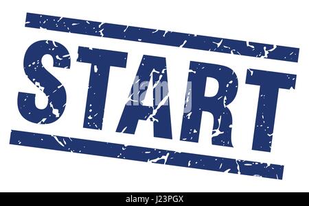 start blue square grungy vintage isolated stamp Stock Vector Image ...