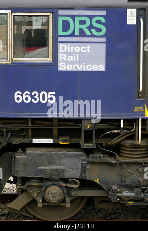 DRS class 66 locomotive No 66108 standing in the centre line at ...