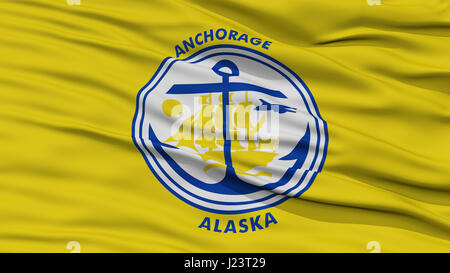 Anchorage Alaska waving flag illustration. Regions and Cities of the ...