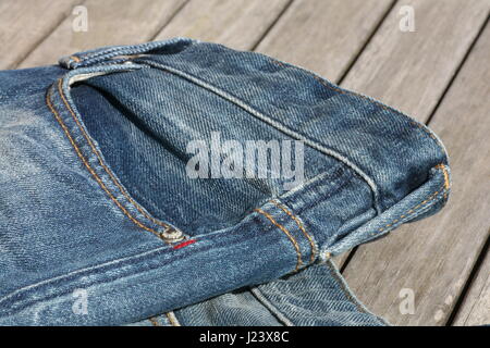 Jeans close up background. Denim stitching Stock Photo - Alamy